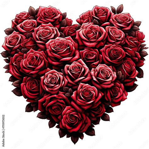 장미꽃으로 만든 하트 모양 Stock Illustration Adobe Stock