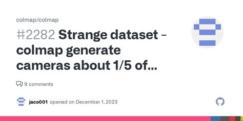 strange dataset colmap generate cameras about 1 5 of size of original