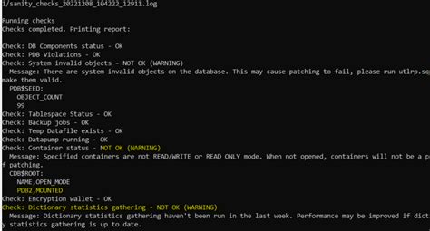 Oracle Database Datapatch Parameters And Pre Requisite Check Sanity