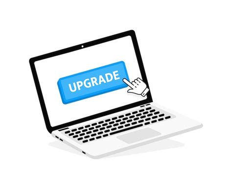 Premium Vector Upgrade Text On Laptop Screen With A Red Button Button