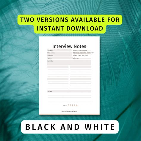 interview notes template interview preparation and job search