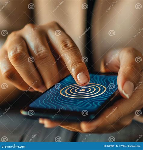 Woman Uses Fingerprint Identification On Smartphone Stock Illustration Illustration Of