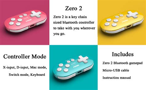 8Bitdo Zero 2 Bluetooth Key Chain Sized Mini Controller For Nitendo Switch Windows Android And