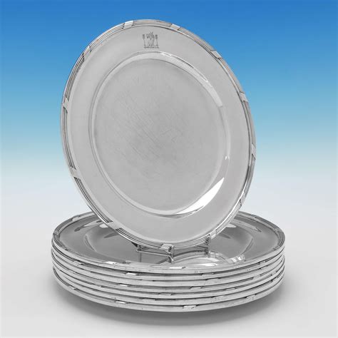 Rare George Iii Set Of 24 Antique Sterling Silver Dinner Plates
