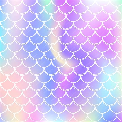 그라데이션 비늘이있는 홀로그램 인어 배경 프리미엄 벡터