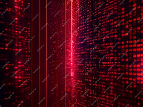 A Vibrant Canvas Illuminated By A Cascade Of Red Binary Code Dynamic