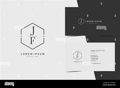 Simple Jf Hexagon Initials Logo Monogram With Minimalist Business Card Vector Design Template