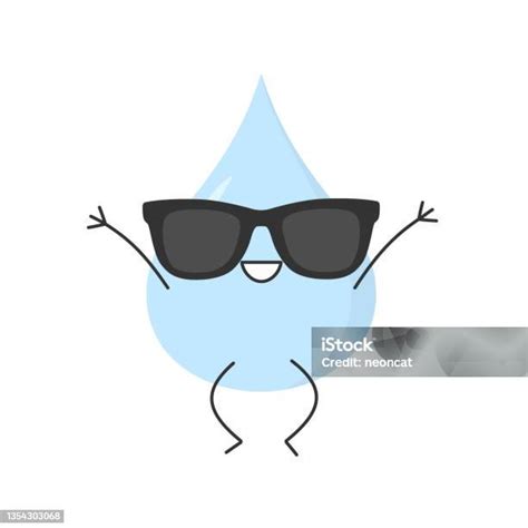 물 방울 점프 귀여운 재미있는 캐릭터 만화 미소 행복 기쁨 감정 아이콘 벡터 일러스트 0명에 대한 스톡 벡터 아트 및 기타