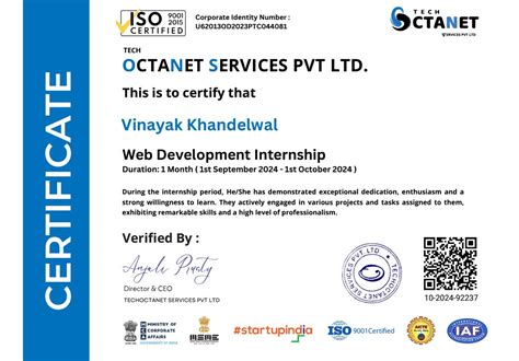 Vinayak Khandelwal On Linkedin Webdevelopment Internship Octanet