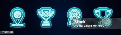 농구 공 수상 컵 농구 상 및 빛나는 네온 아이콘입니다 벡터 1위에 대한 스톡 벡터 아트 및 기타 이미지 1위 Championship 경쟁 Istock