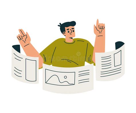 Productive Workflow With Man With Web Window Screen Managing Task Vector Illustration Stock