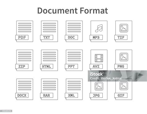 Document Format Flat Style Icon Set Programming File Type Extension Pictogram Web And Multimedia