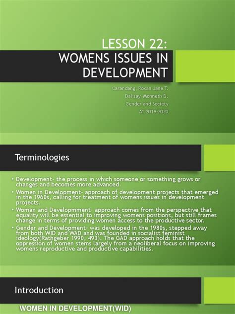 Lesson 22 Womens Issues In Development Pdf Gender And Development