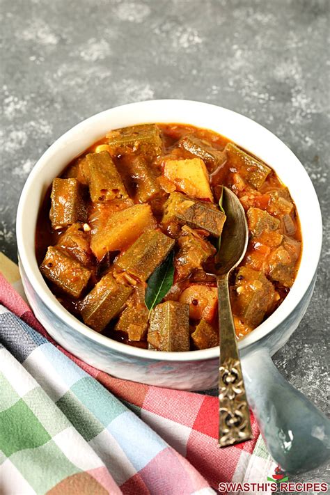 Okra Curry South Indian Style Swasthis Recipes