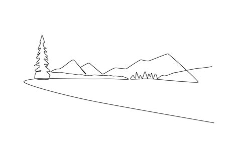Premium Vector One Continuous Line Drawing Of Landscape With Green