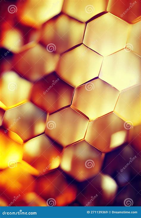 Beautiful Golden Hexagonal Honeycomb Background Digital Art Stock Illustration Illustration