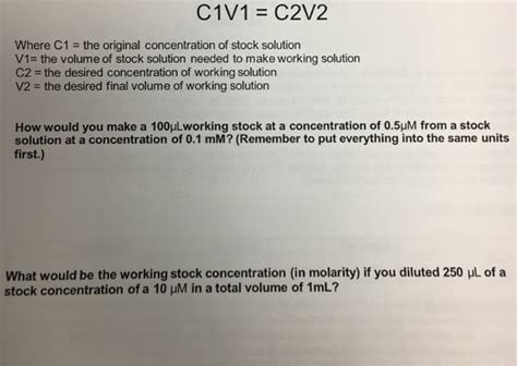 solved c1v1 c2v2 where c1 the original concentration of