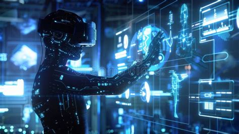 Graphic Representation Of Ai Driven Virtual Reality Environments Stock Illustration