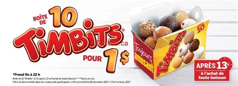 Tim Hortons Une Boîte De 10 Timbits Pour 1 Seulement