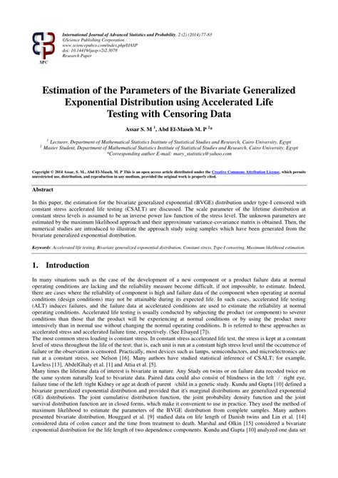 Pdf Estimation Of The Parameters Of The Bivariate Generalized