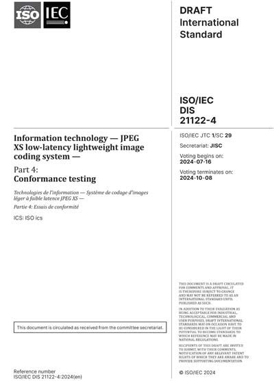 ISO IEC DIS Information Technology JPEG XS Low Latency Lightweight Image Coding