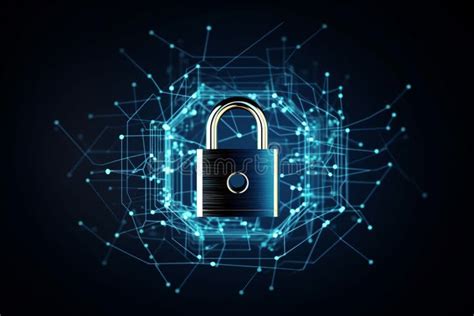 Cyber Security Concept Lock Symbol From Lines And Triangles Point
