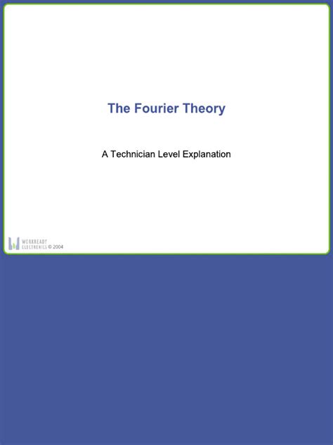 The Fourier Theory Pdf