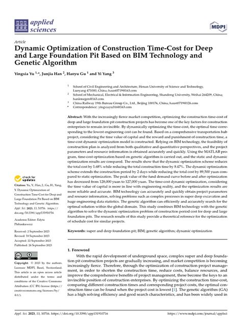 Dynamic Optimization Of Construction Time Cost For Pdf Mathematical Optimization Genetic