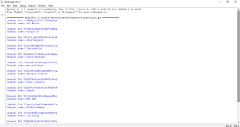 i made a program in python that generates a list of all the youtuber