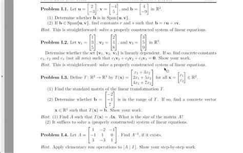 Solved Problem I1 Let U 2−3 V −45 And B 4−9 In R2