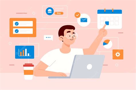 멀티 태스킹과 일러스트 컨셉 무료 벡터