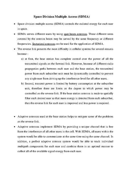Space Division Multiple Access Sdma Serves Different Users By Using