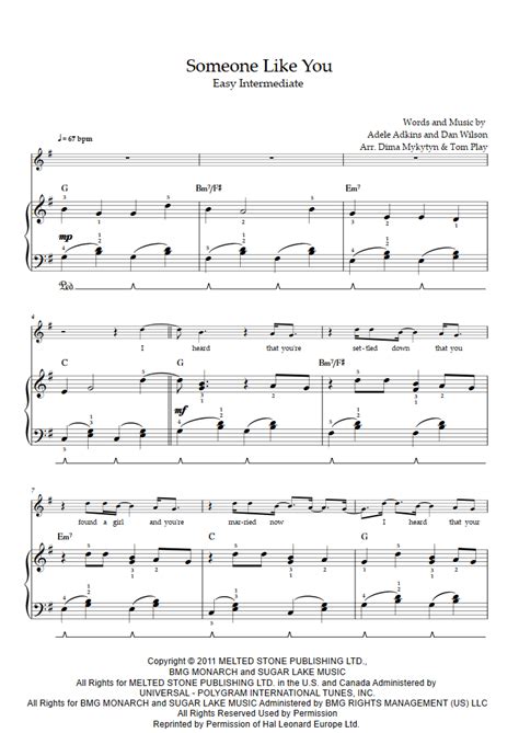 Someone Like You Easyintermediate Level Solo Piano Adele Piano