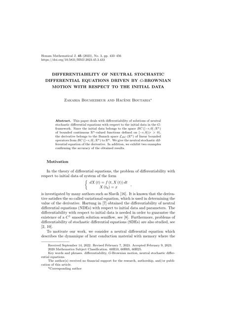 Pdf Differentiability Of Neutral Stochastic Differential Equations Driven By G Brownian Motion