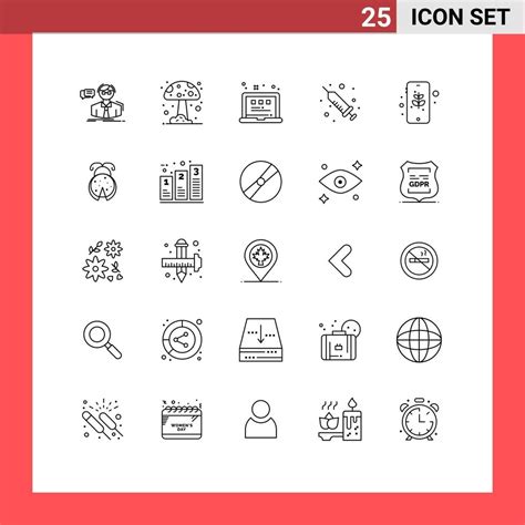 User Interface Pack Of 25 Basic Lines Of Mobile Earth Grid Medical