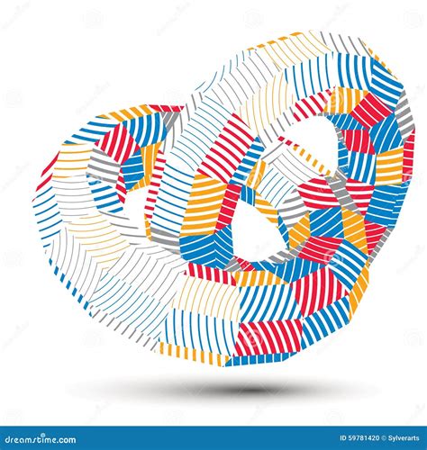 Vector Digital 3d Striped Abstraction Geometric Element Stock Vector Illustration Of