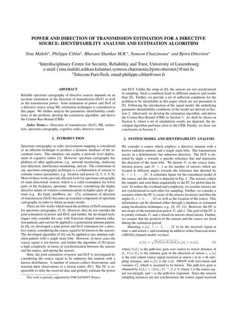 pdf power and direction of transmission estimation for a directive