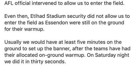 Pafc Cheer Squad Statement Re Banner Vs Essendon R Afl