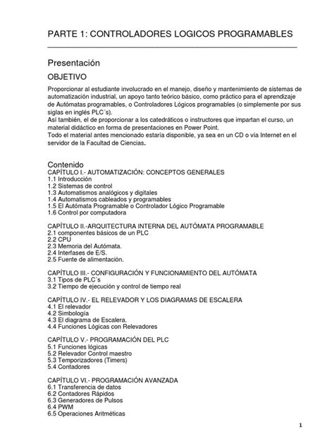 Parte 1 Plc Pdf Controlador Lógico Programable Lenguaje De Programación