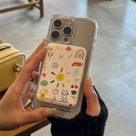 맥세이프 보조배터리 스케치북 마그네틱 자석 아이폰 15 14 13 12 탈부착 충전 에어패드 무선 미니 휴대폰 충전기 일체형 휴대용 보조배터리 여행 남자 여자 친구