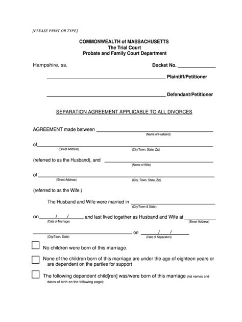 Free Marriage Separation Agreement Template