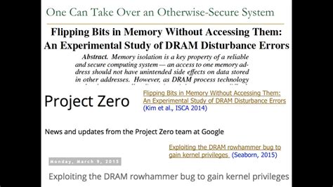 Computer Architecture Lecture 4b Rowhammer Eth Zürich Fall 2019