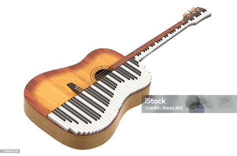 음악 듀엣 콘셉트 어쿠스틱 기타와 피아노 흰색 배경에서 격리된 3d 렌더링 클래식 음악에 대한 스톡 사진 및 기타 이미지 클래식 음악 0명 3차원 형태 Istock