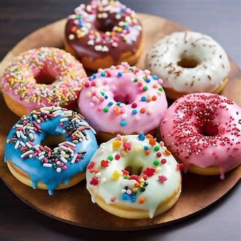 Tasty Donuts With Colorful Assorted Donuts With Chocolate Pink Glazed
