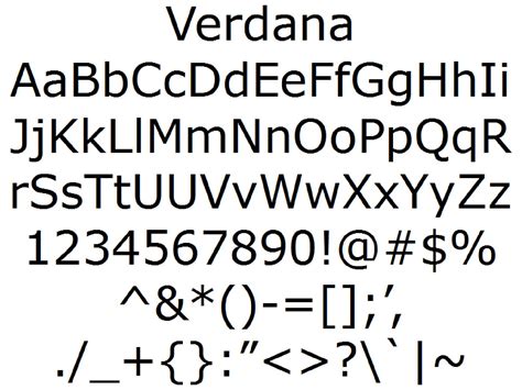 Font Alphabet Styles Verdana