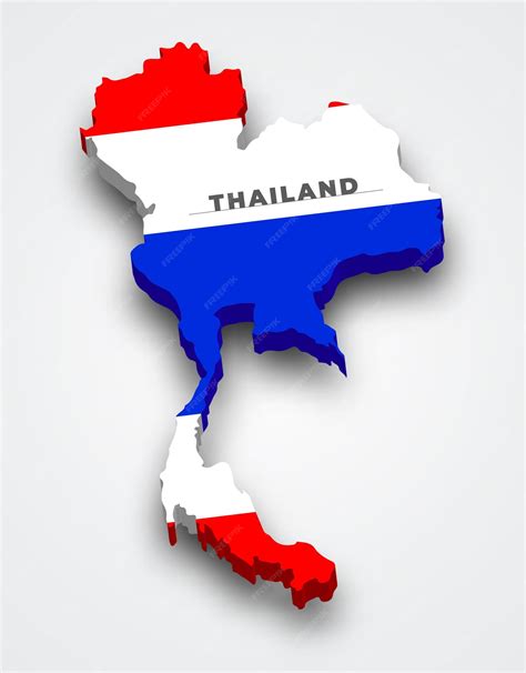 Thailand 3d Map With Flag Premium Vector