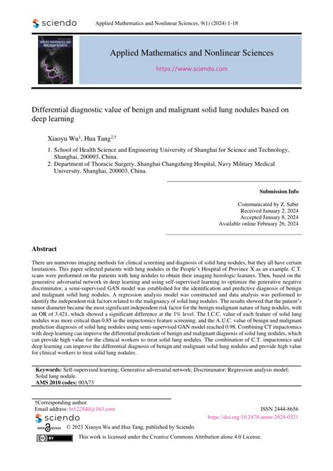 Pdf Differential Diagnostic Value Of Benign And Malignant Solid Lung Nodules Based On Deep