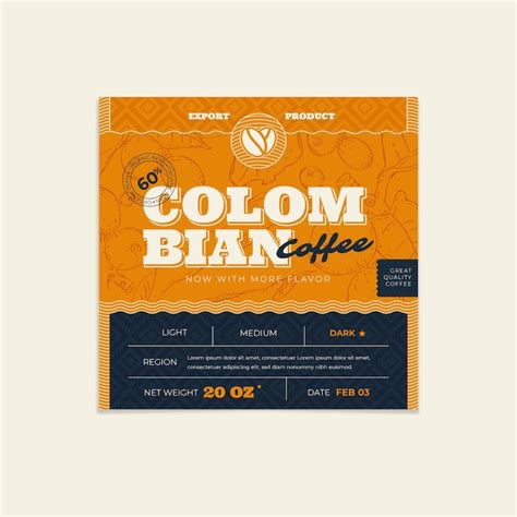 손으로 그린 커피 라벨 템플릿 무료 벡터