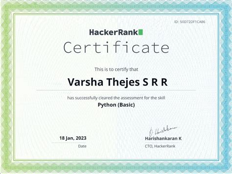 Varsha Thejes On Linkedin Python Hackerrank