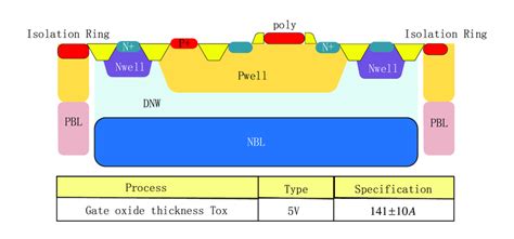 Cross Sectional View Of A 5 V Type Nmos N P With Deep N Well And Nbl